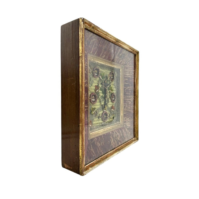 Rare and beautiful reliquary wood box with paper filigree, from the la ...