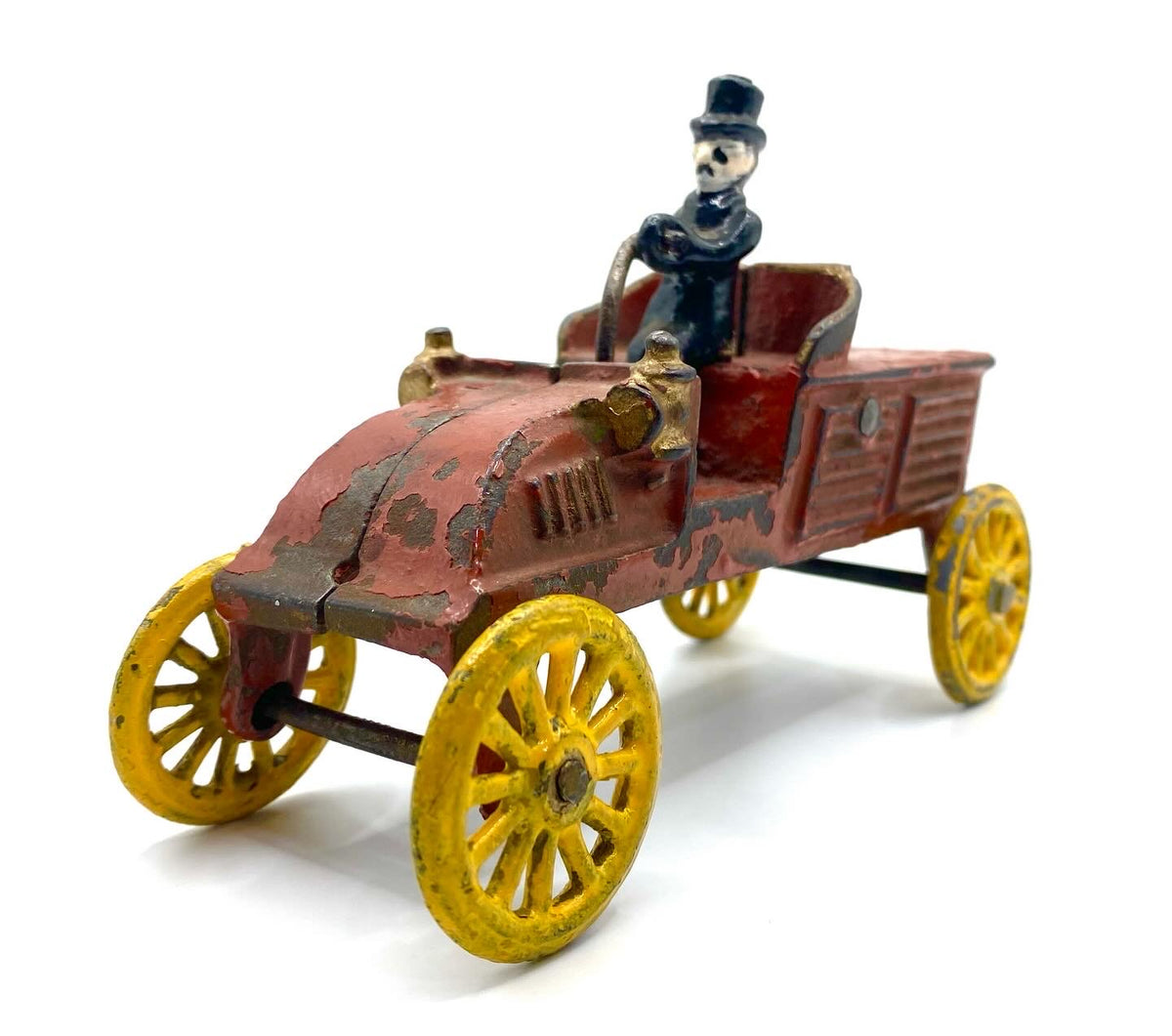 KENTON cast iron antique tiller car with original drivers. 1920s ...