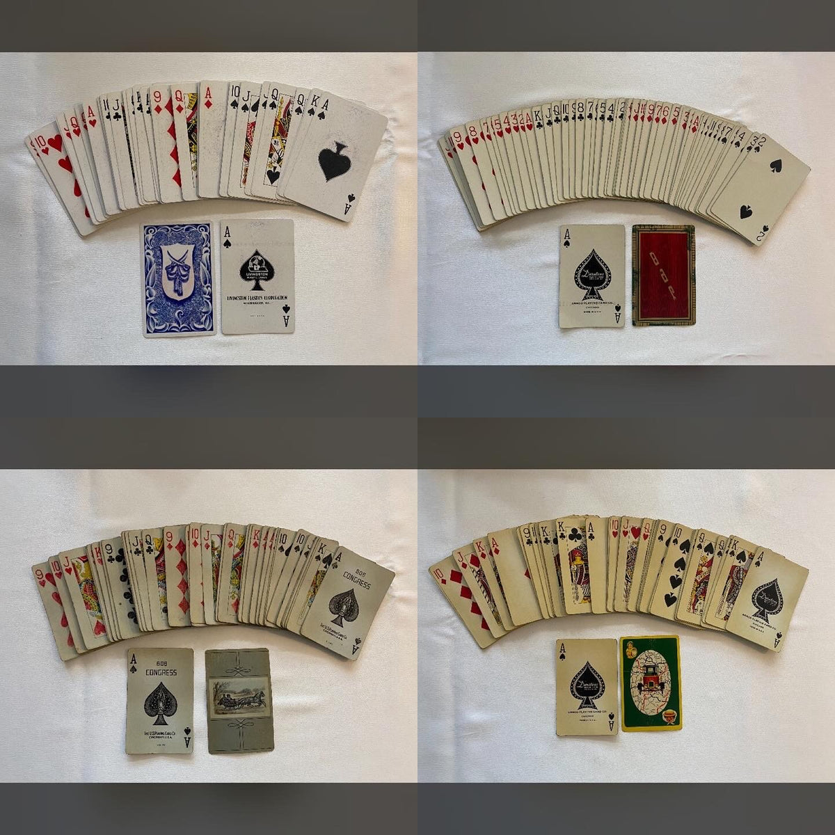 Antique, 1920s , Clay Poker Chips set and 4 playing poker card with le ...