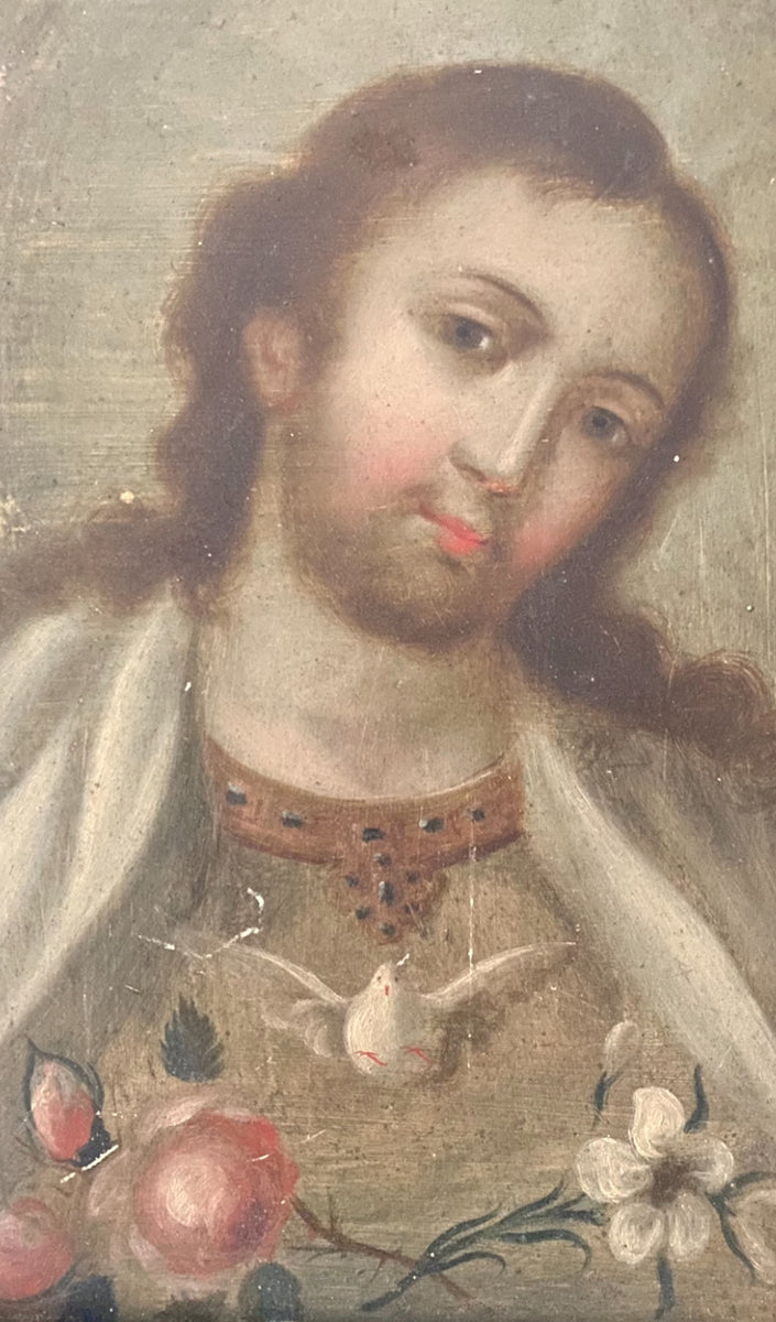 Beautiful antique Mexican 18th - 19th C. retablo, depicting Jesus and ...