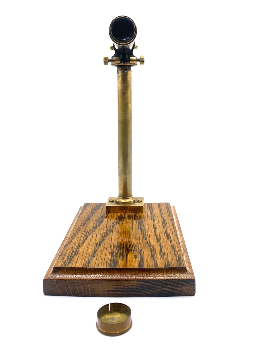 Antique, 19th century , Topographic level brass with wood stand base ...