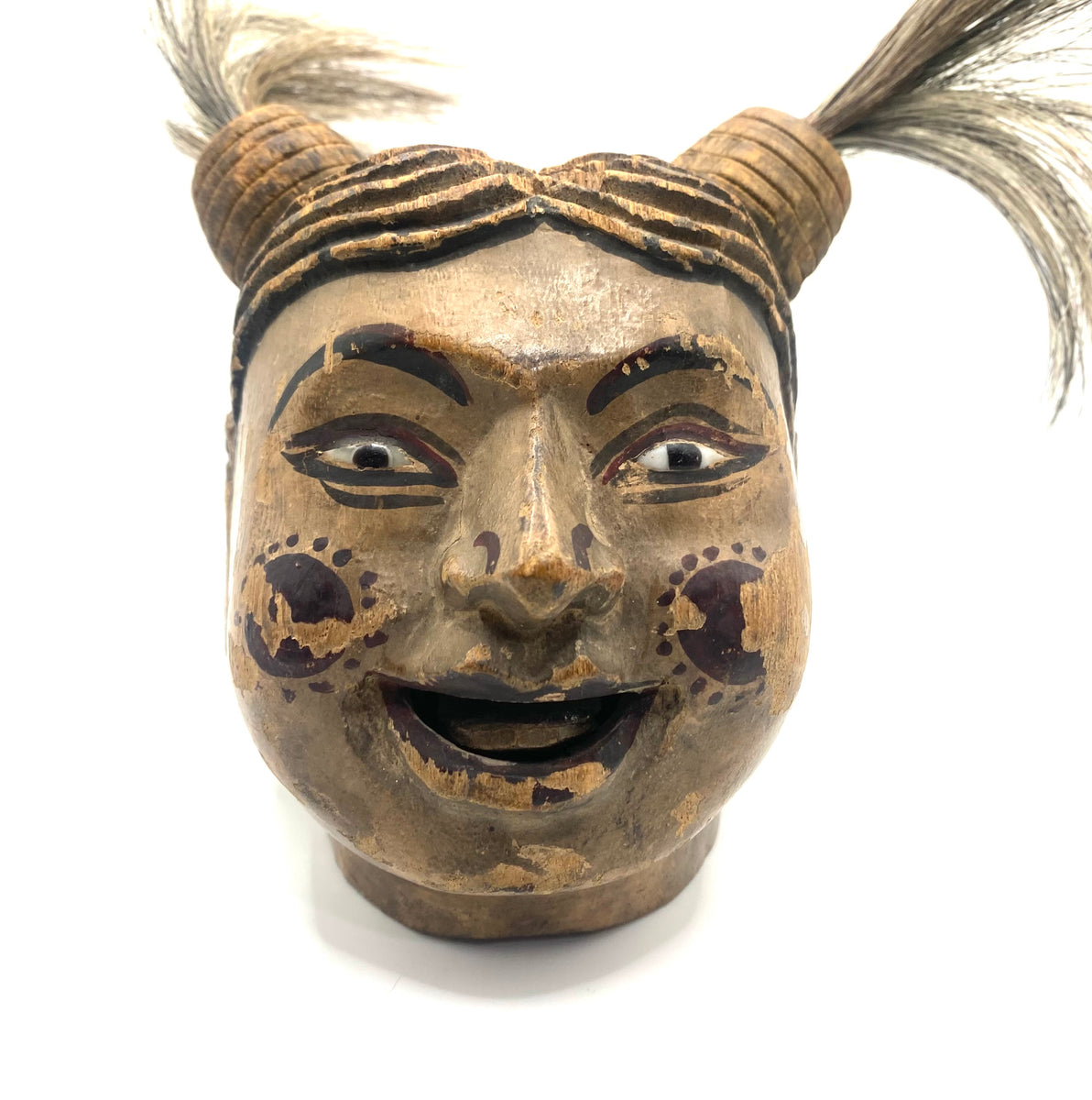 Antique, Wooden Puppet Heads with Articulated Tongues and glass eyes ...