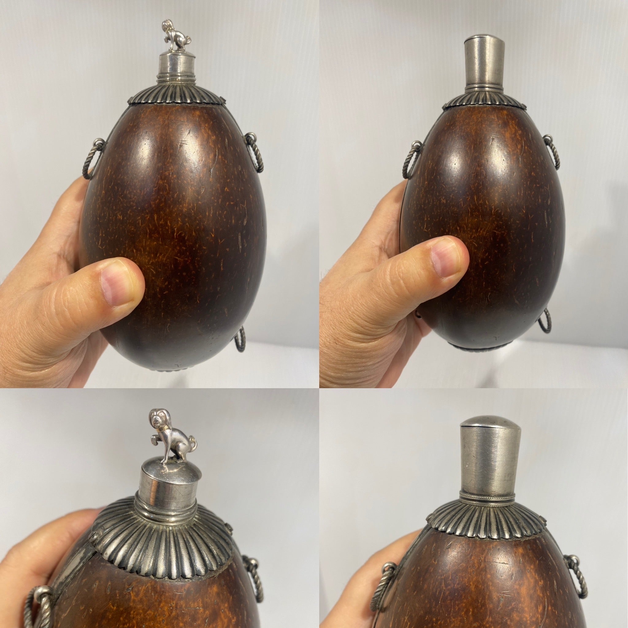 18th Century Coconut Powder Flask with Silver Fittings. – Iapello Arts ...