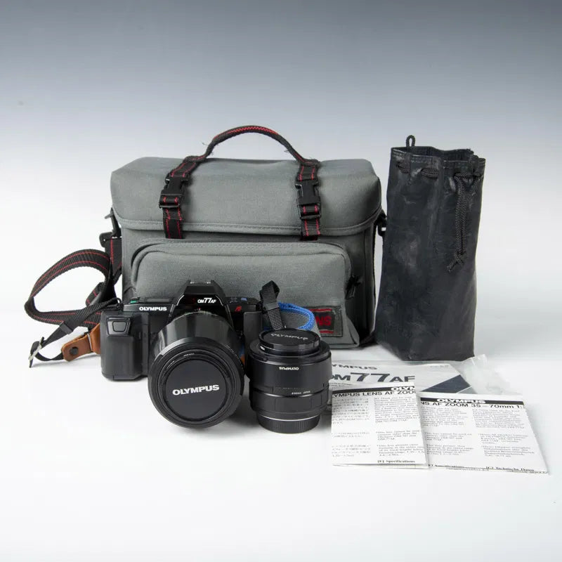 Vintage Olympus OM77AF 35mm Film SLR Camera w/ 2 Lenses & Bag ...