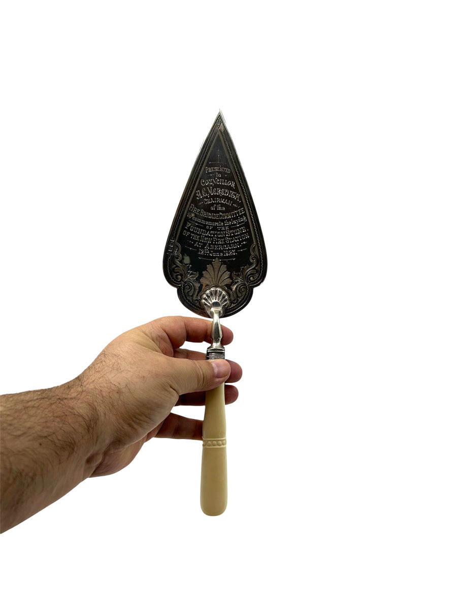 Antique Walker & Hall Sterling & Carved Bone Ceremonial Masonic Trowel ...
