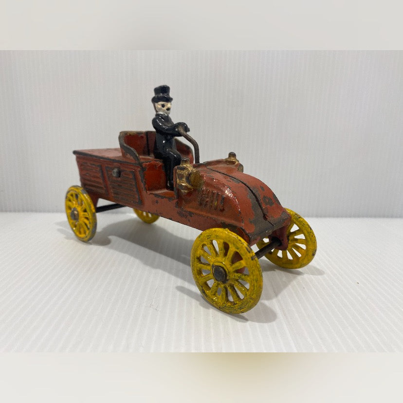 KENTON cast iron antique tiller car with original drivers. 1920s ...