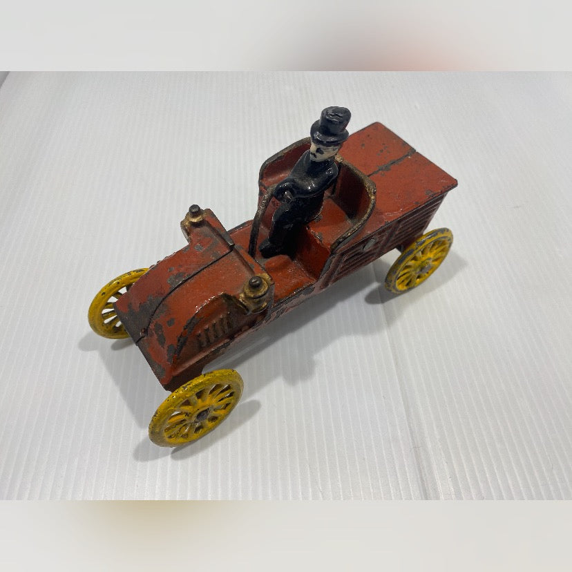 KENTON cast iron antique tiller car with original drivers. 1920s ...