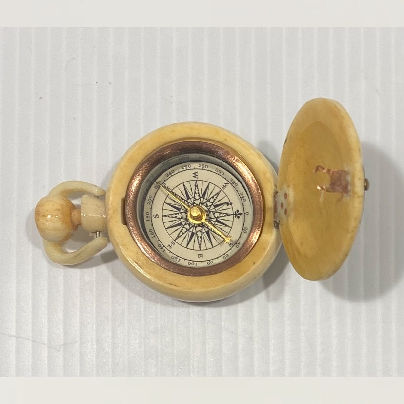 Antique, 1930s, Scrimshaw Compass. – Iapello Arts & Antiques