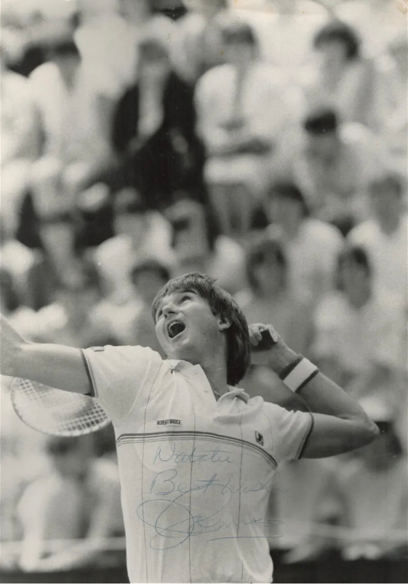 Jimmy Connors signed black and white photo. – Iapello Arts & Antiques
