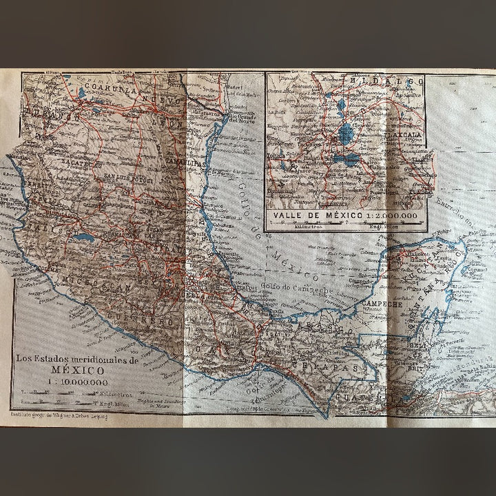 Beautiful and original Southern Mexico map. ESTADOS MERIDIONALES DE MÉ ...