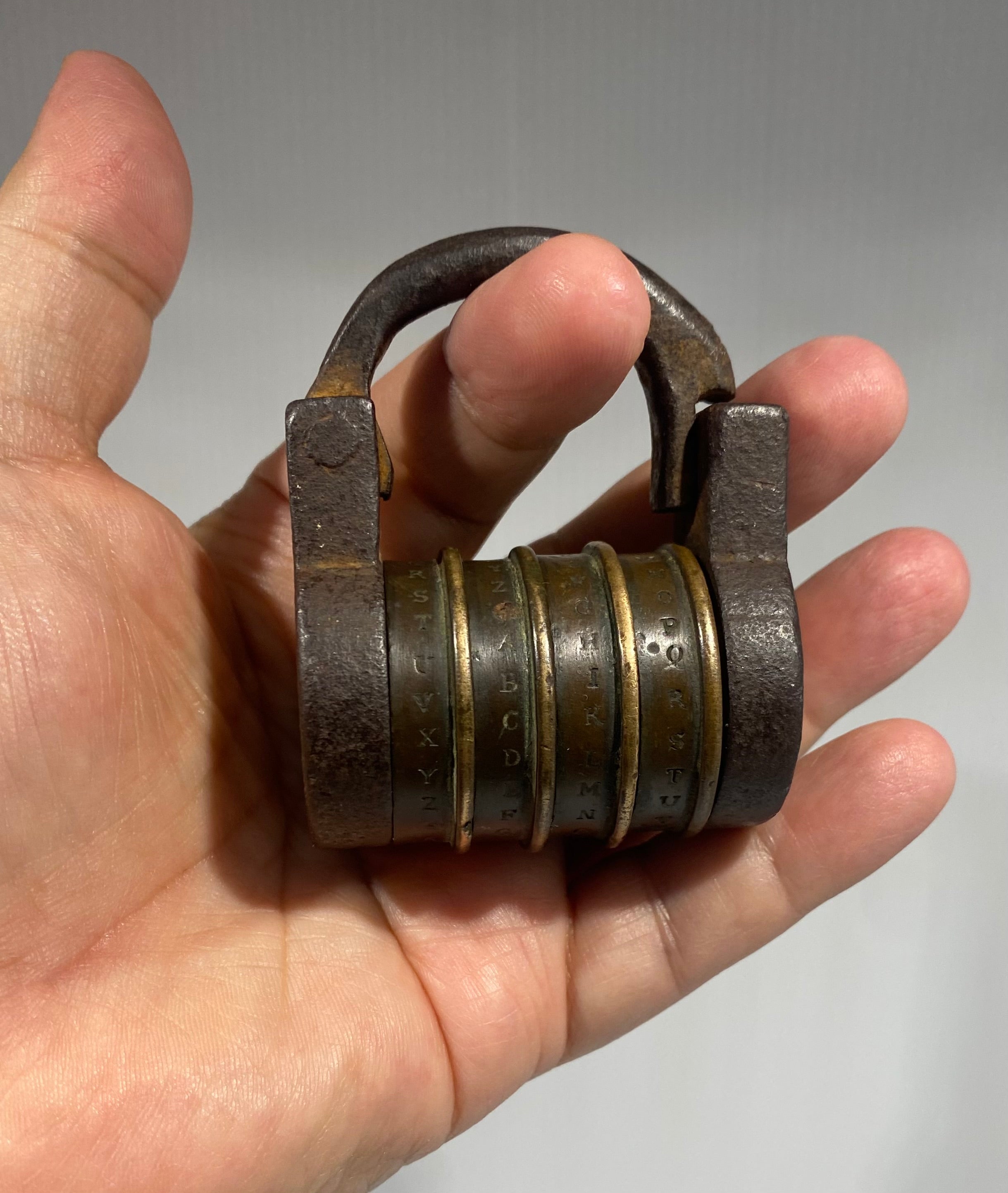 Very rare, Antique bronze, 4 letter combination big padlock ! – Iapello ...