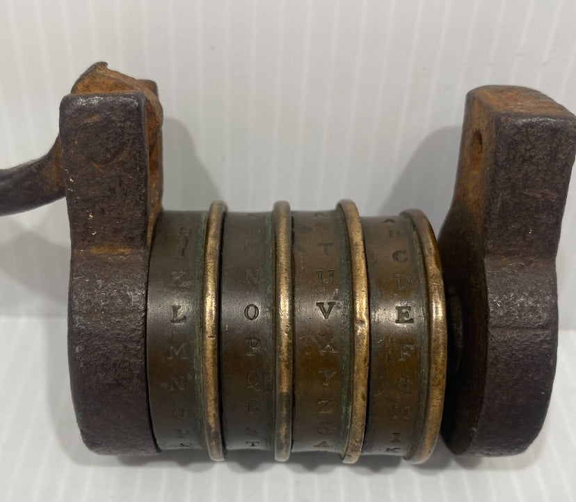 Very rare, Antique bronze, 4 letter combination big padlock ! – Iapello ...
