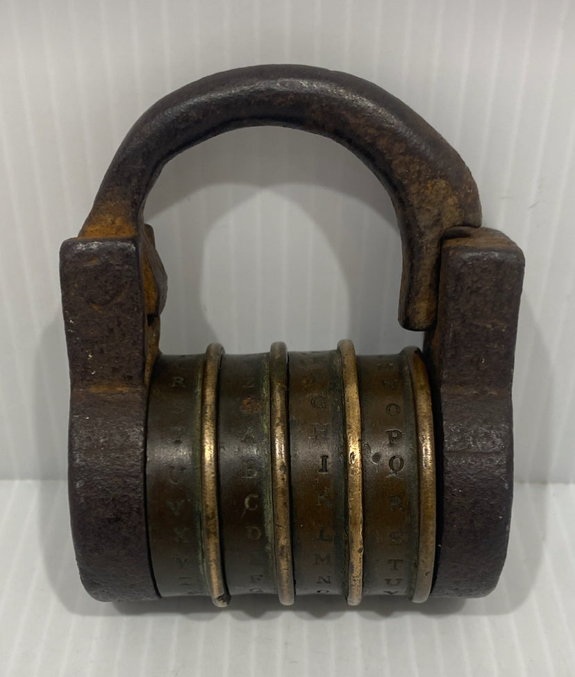 Very rare, Antique bronze, 4 letter combination big padlock ! – Iapello ...